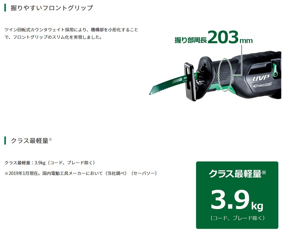 【メーカー取寄せ】HiKOKI 電子セーバソー CR13VEY (ケース付)【現金特価のタナカ金物ネット店】